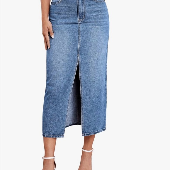 Skirts | Amazon Jean Maxi Skirt With Front Split | Poshmark